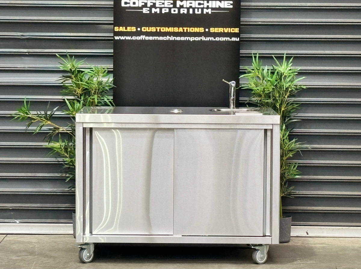 Brand New Stainless Steel Commercial Coffee Cart 120cm - Coastal Wood ...